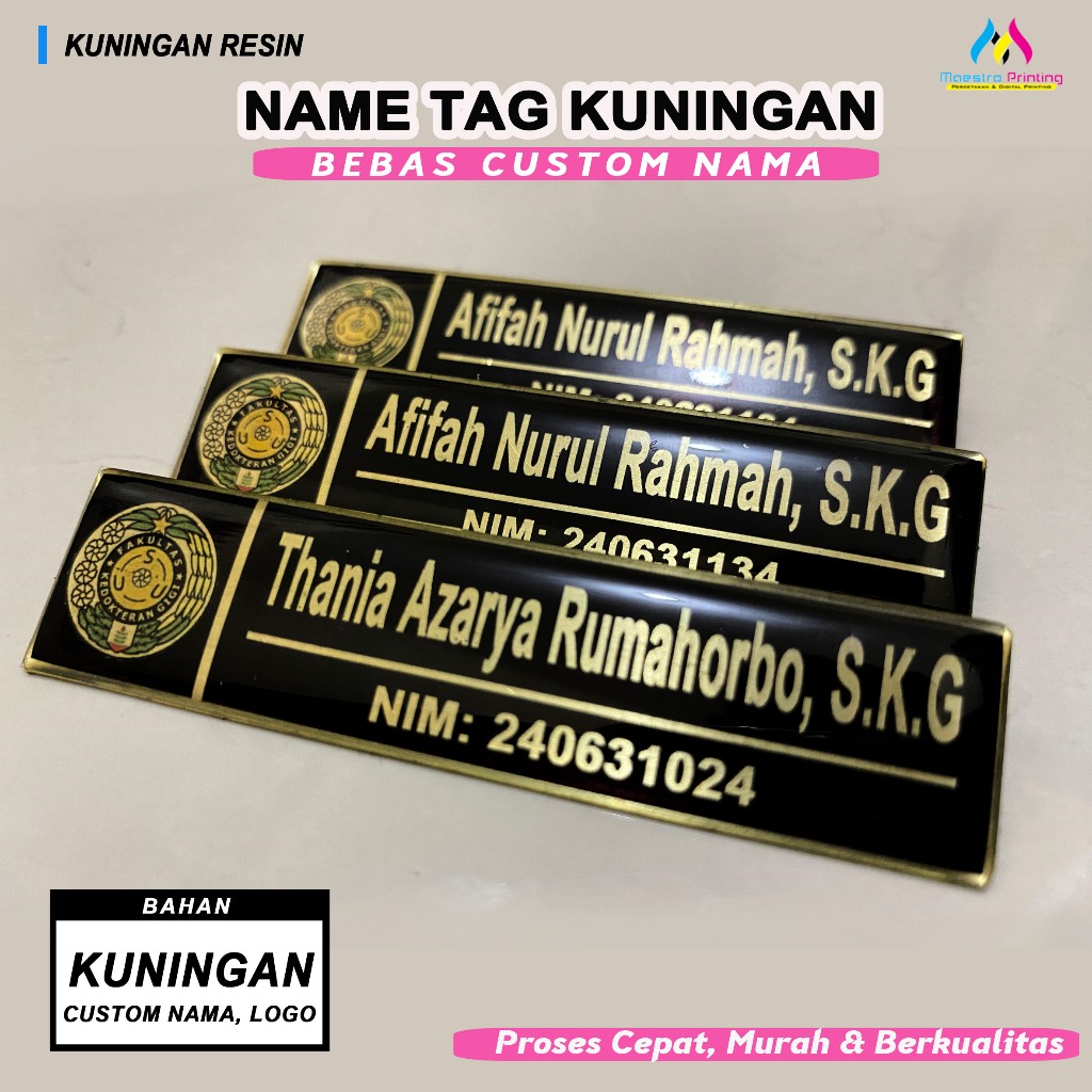 Jual NAME TAG BAD NAMA DADA PIN NAMA KUNINGAN STAINLESS | Shopee Indonesia