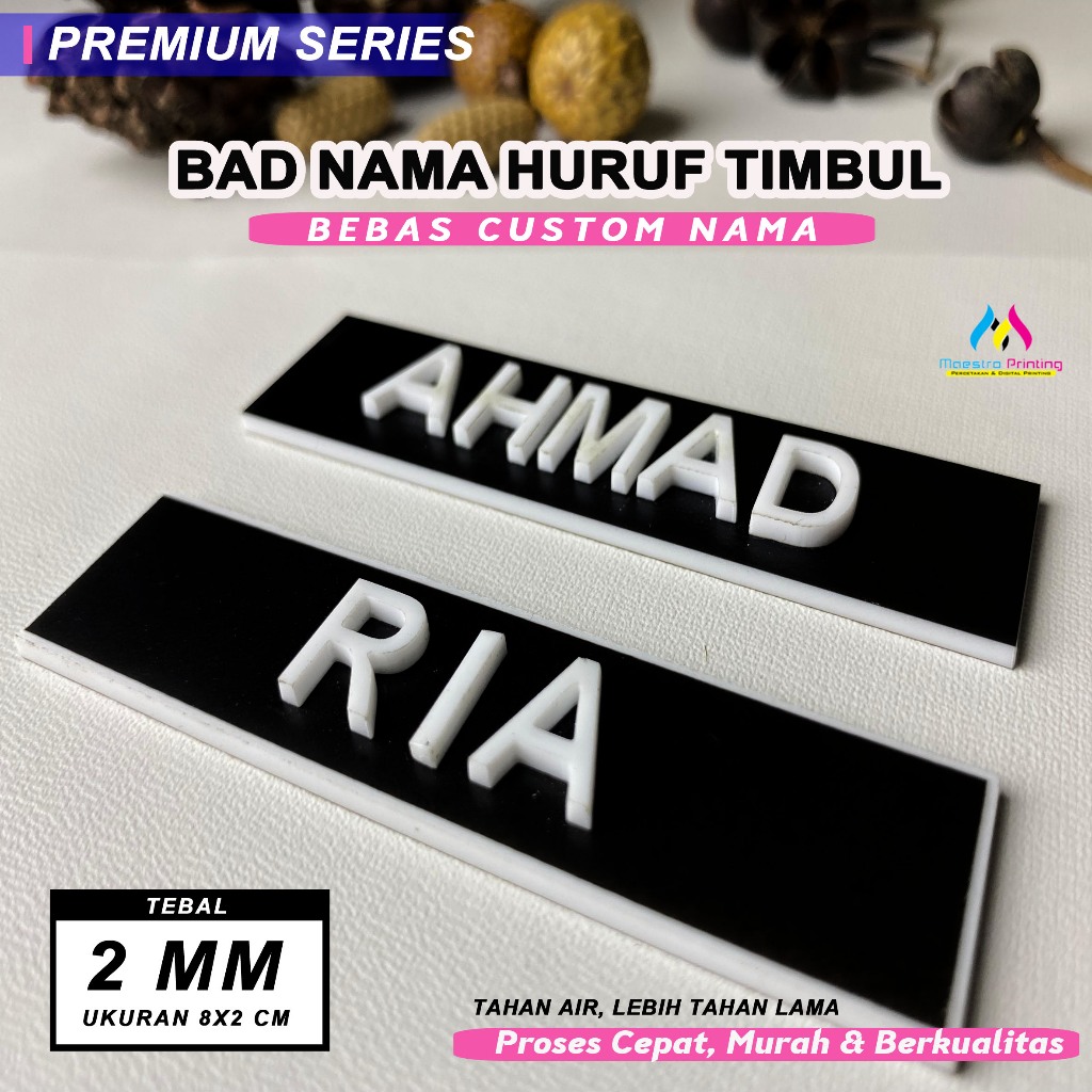 Jual NAME TAG/BAD NAMA DADA HURUF TIMBUL- PREMIUM SERIES | Shopee Indonesia