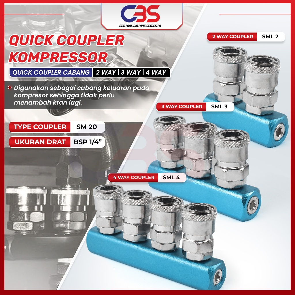 Jual Quick Coupling Cabang Coupler Kopler Sambungan Selang Angin ...