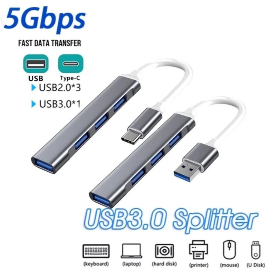 Jual Type C USB Hub Slim Metal 4 Port 3.0 / USB 3.0 Hub Type C Adapter ...