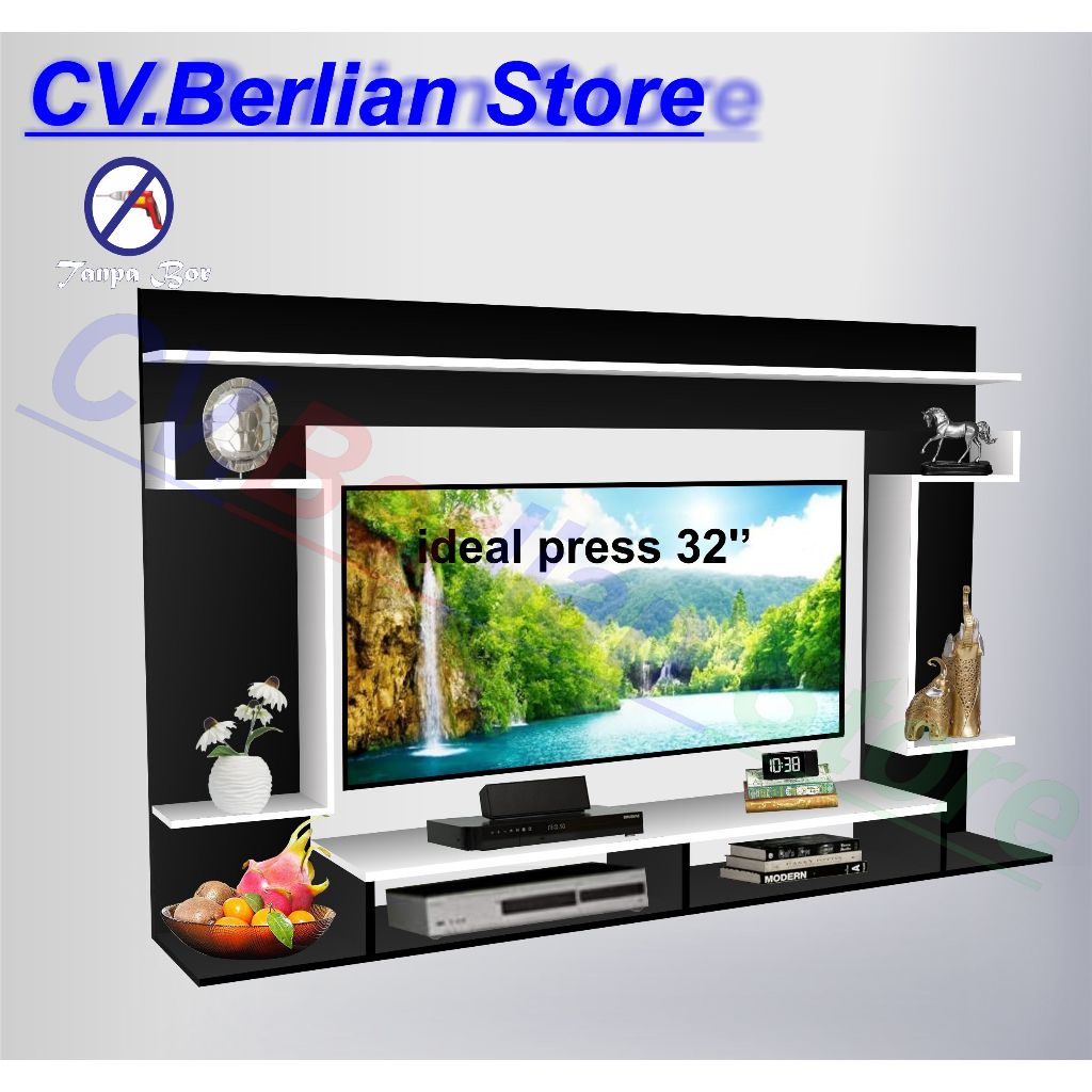 Jual Rak TV Dinding Minimalis Gantung / Meja TV Tempel Dinding 32 Inc ...