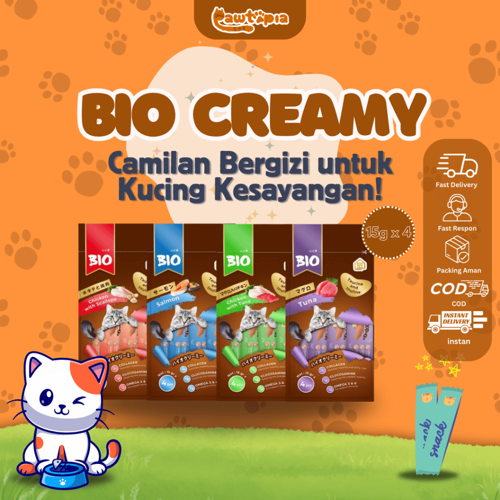 Jual Bio Creamy Snack Kucing Liquid 60gr Isi 4pcs | Shopee Indonesia