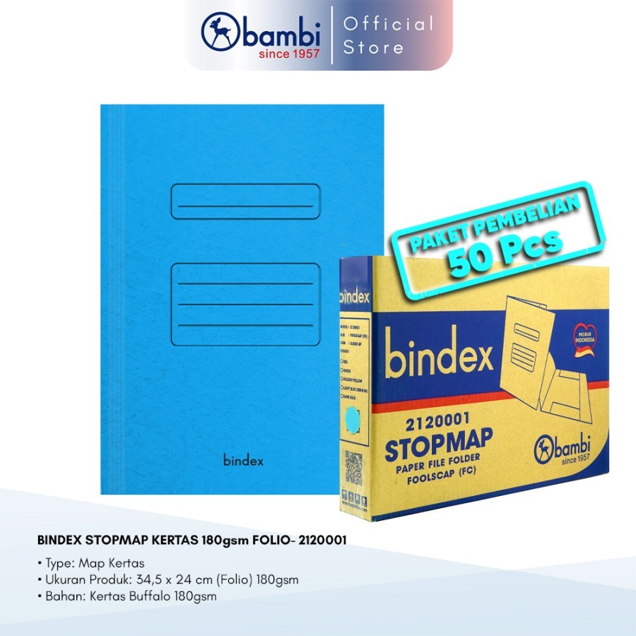Jual Bindex Stop Map Kertas Folio - F4 Warna Biru Benhur ( 1 Box isi 50 ...