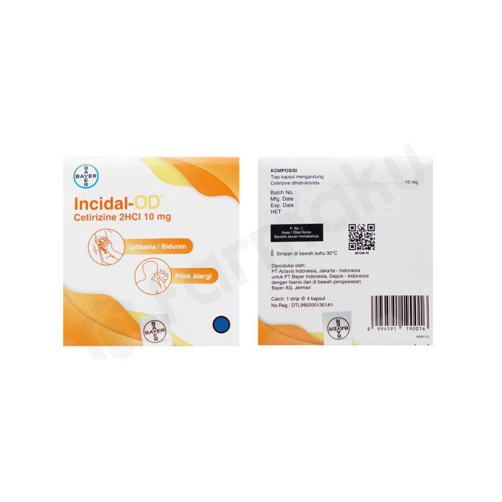 Jual INCIDAL-OD 10 MG STRIP 4 KAPSUL OBAT ALERGI (BIDURAN,ALERGI) | Shopee Indonesia