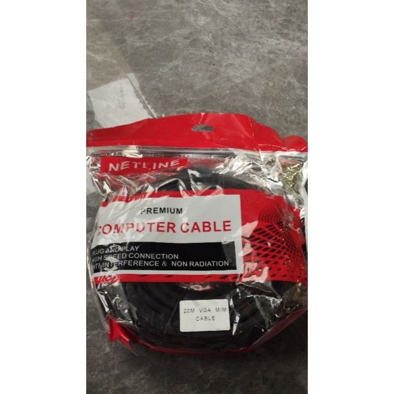 Jual kabel VGA NETLINE premium computer cable 20M NEW BARU ORY Konektor ...