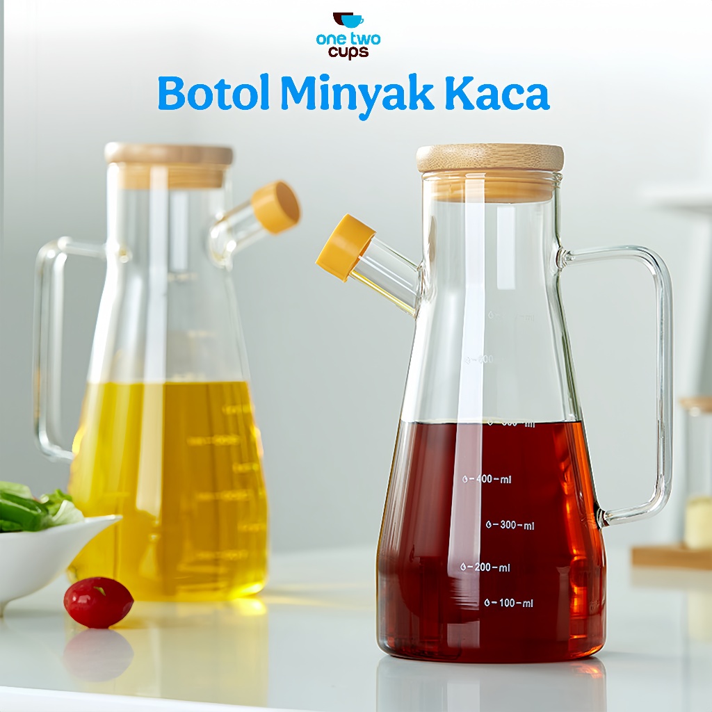 Jual Oil Jar Botol Minyak dengan Penutup Kayu Borosilikat Simpan Kecap ...