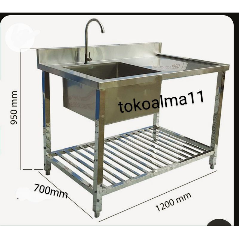 Jual MEJA SINK SUS 304 HL tebal DIMENSI 120 X 70 X 85CM tinggi full ...