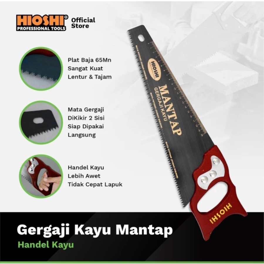 Jual HIOSHI Gergaji Kayu 20 Inci Original |Graji Kayu Tajam | Pegangan ...