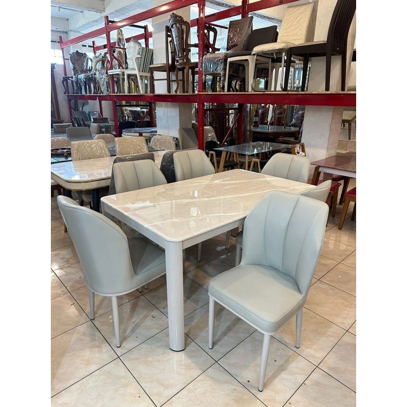 Jual Meja Makan Marmer Import Fullset 4kursi & 6kursi - Kaki Besi Kokoh ...