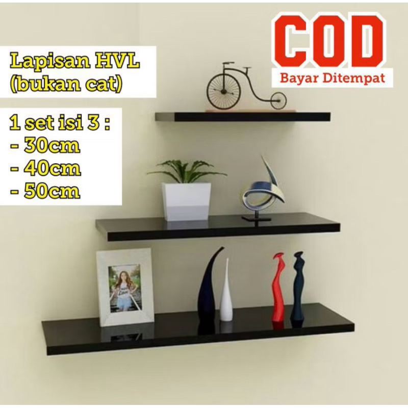 Jual ELanu - Rak Dinding Slim (1 Set 3 Pc) UK 45 35 30 Ambalan | Shopee ...