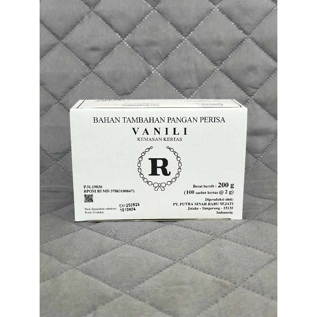 Jual (1 box) Vanili R Vanilli Bubuk 2gr isi 100sachet Vanili Kemasan ...