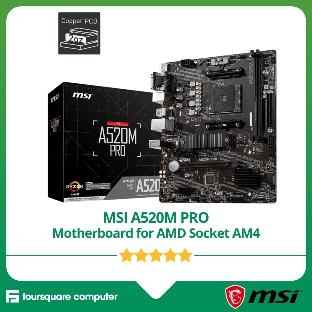 Jual MSI A520M PRO Motherboard AMD Socket AM4 Resmi | Shopee Indonesia