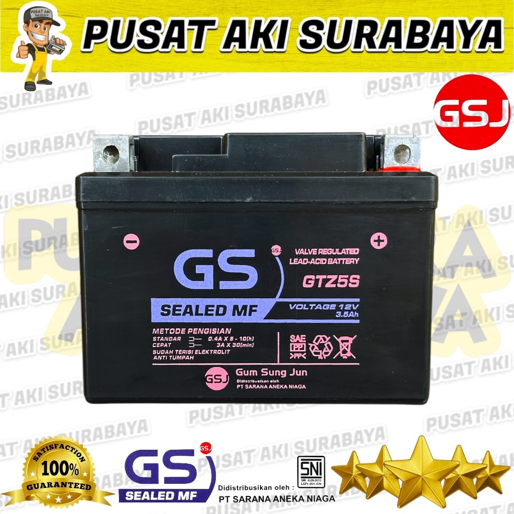 Jual ACCU MOTOR GS J GTZ5S AKI KERING MOTOR HONDA BEAT ESP FI BEAT KARBU VARIO CW VARIO OLD ...