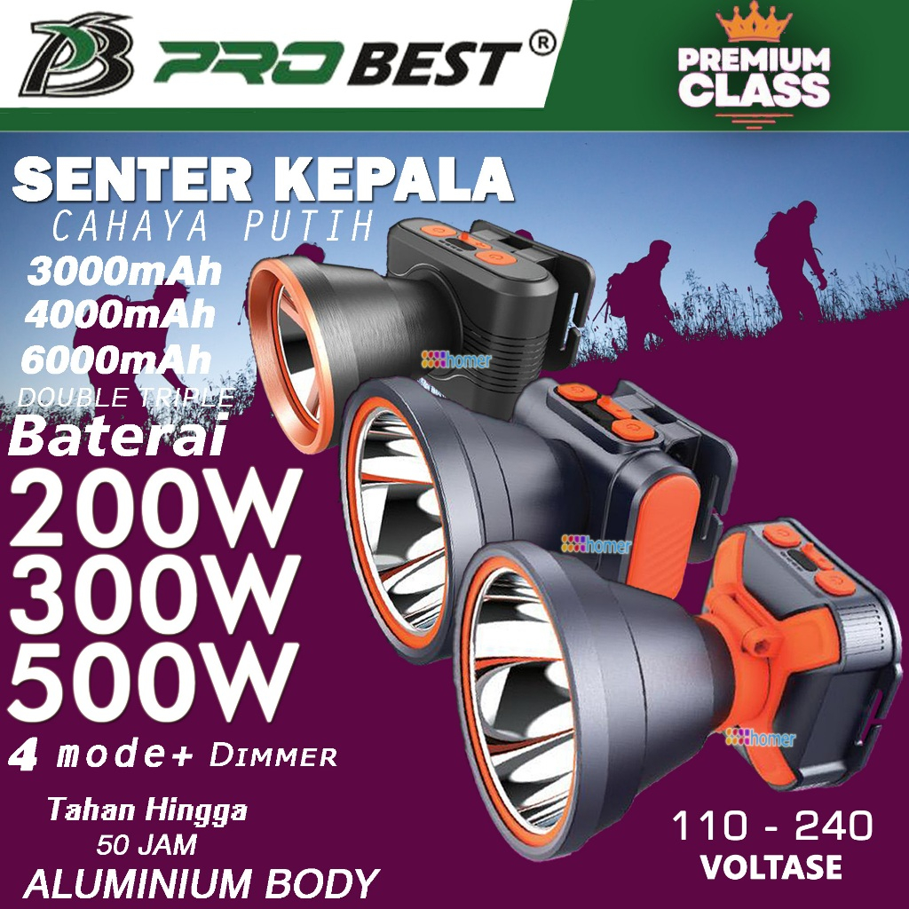 Jual PROBEST Senter kepala Headlamp PREMIUM Ori Kualitas Super Bagus ...