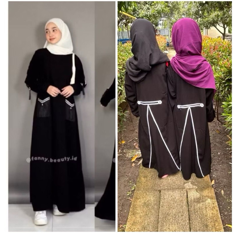 Jual Abaya Arab Saudi Hitam Turki Dhubai Modern Motif Pita VEYAA SAKU ...