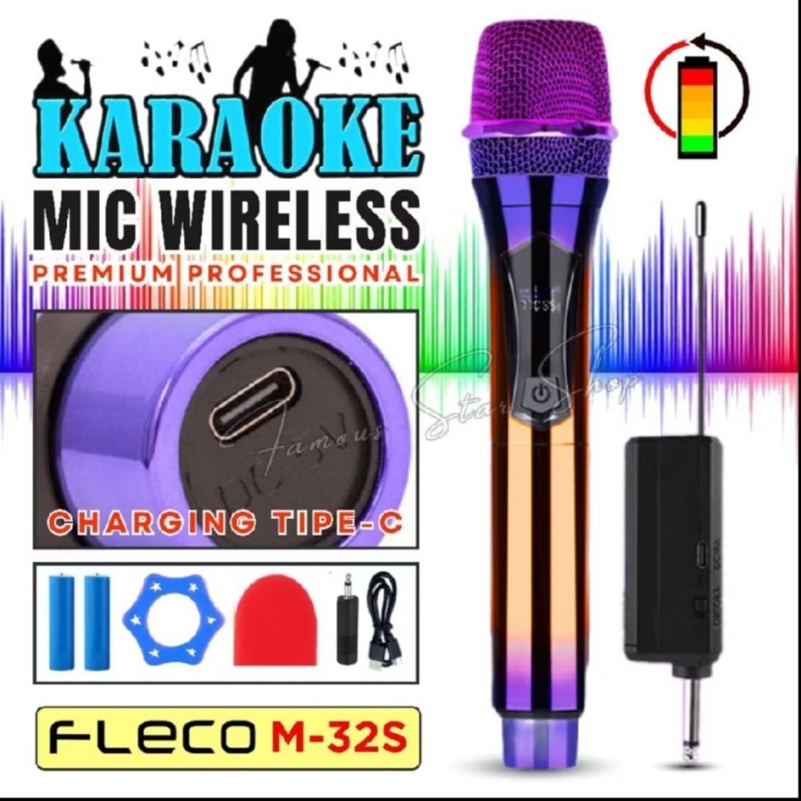 Jual Microphone Professional Wireless Mic Fleco M-32S Single High ...
