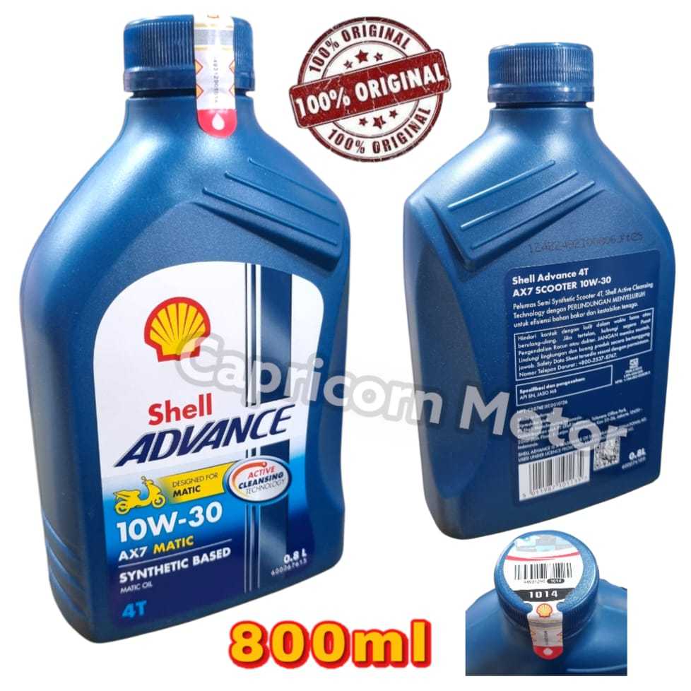 Jual SHELL ADVANCE MATIC 4T AX7 0.8L SCOOTER SEMI SYNTHETIC SAE 10W 30 JASO MB API SN AX 7 Oli ...