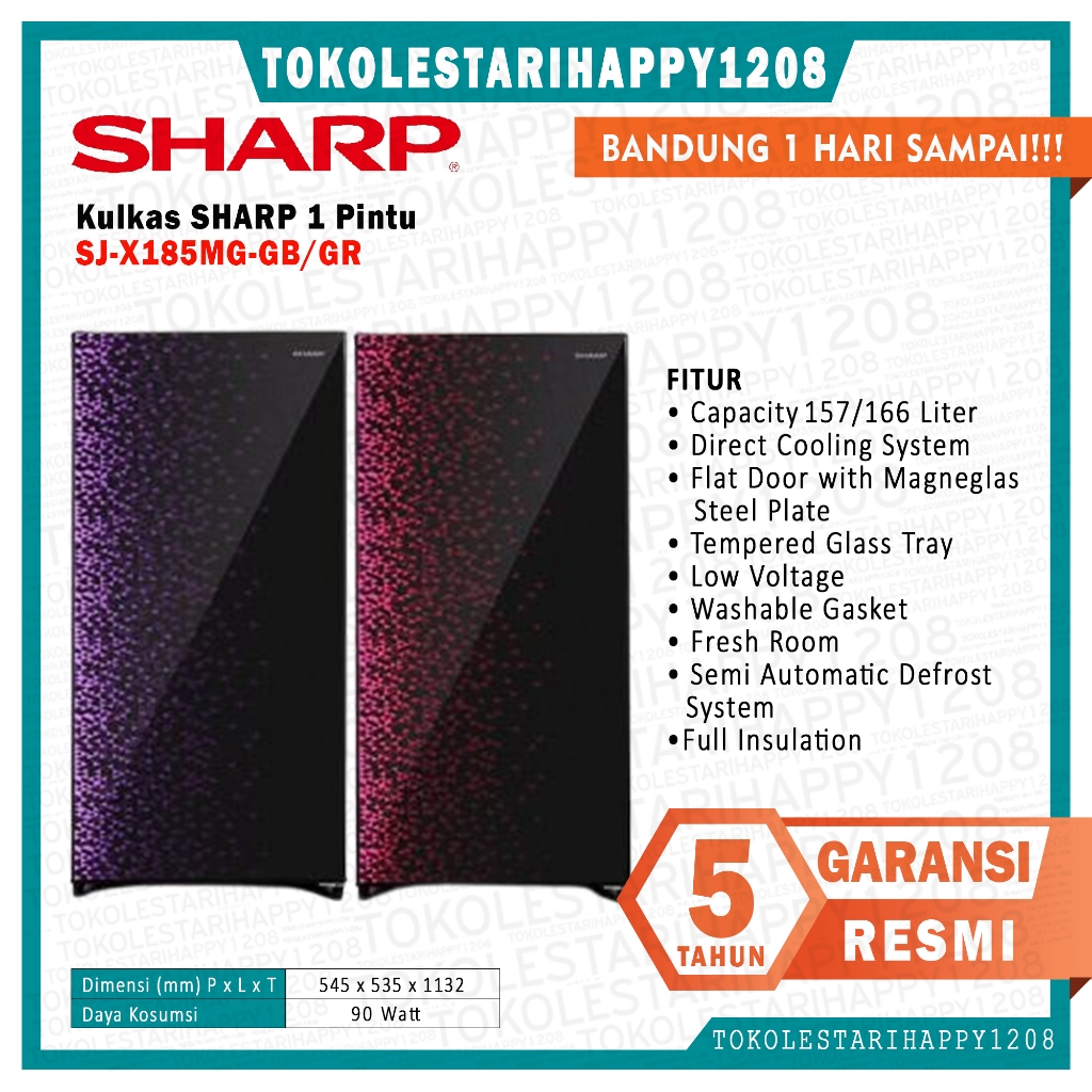 Jual Kulkas 1 Pintu SHARP tipe SJ-X185MG-GB/GR Low Watt Murah Garansi ...