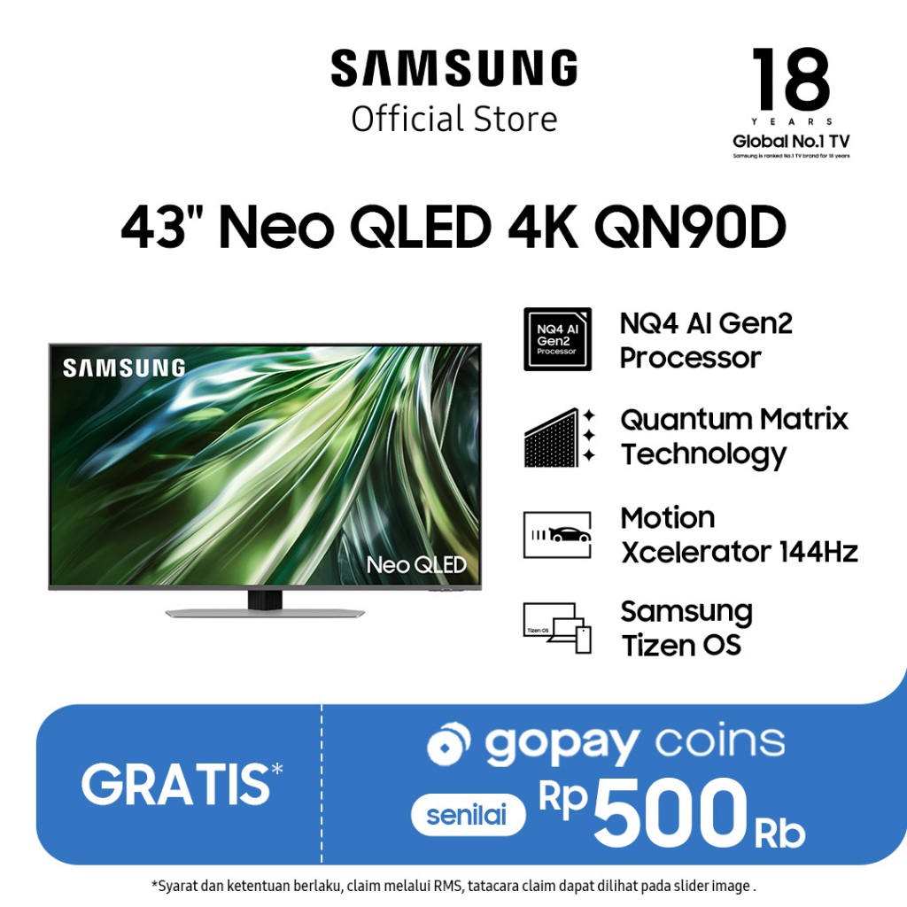 Jual Samsung Smart TV AI 43" Neo QLED 4K QN90D | NQ4 AI Gen2 Processor | Motion 4K 144Hz ...