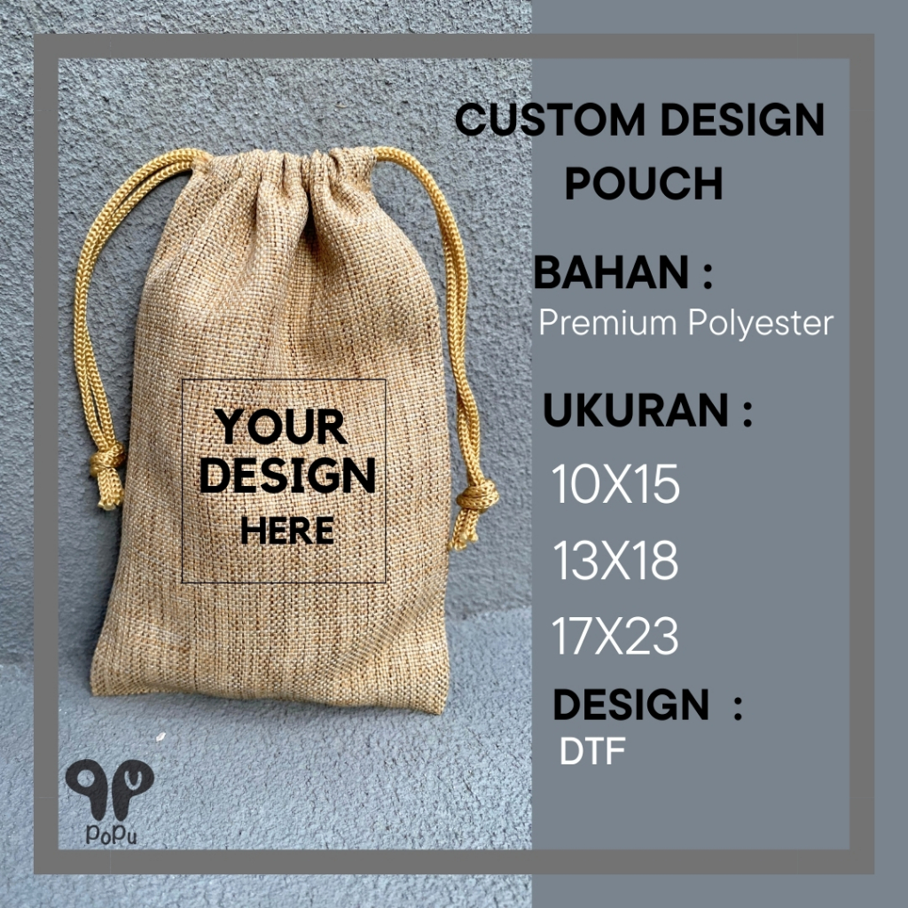 Jual Custom Design Pouch Serut Bahan Premium Motif Goni Drawstring Bag ...