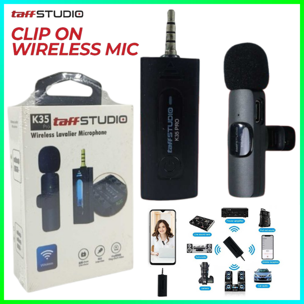 Jual COD TaffSTUDIO Microphone Wireless Clip On K35 Pro / Microphone jepit Imam Masjid Tanpa ...