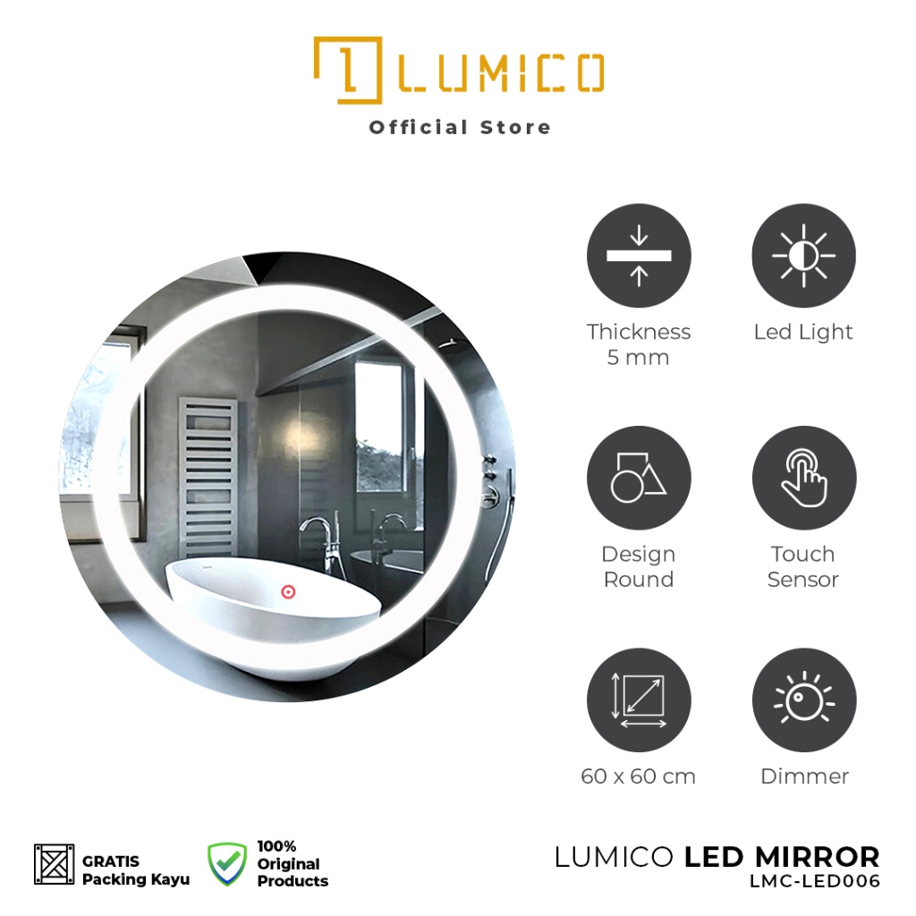 Jual KACA CERMIN LED MIRROR PREMIUM TOUCH SCREEN - LMC LED006 | Shopee ...