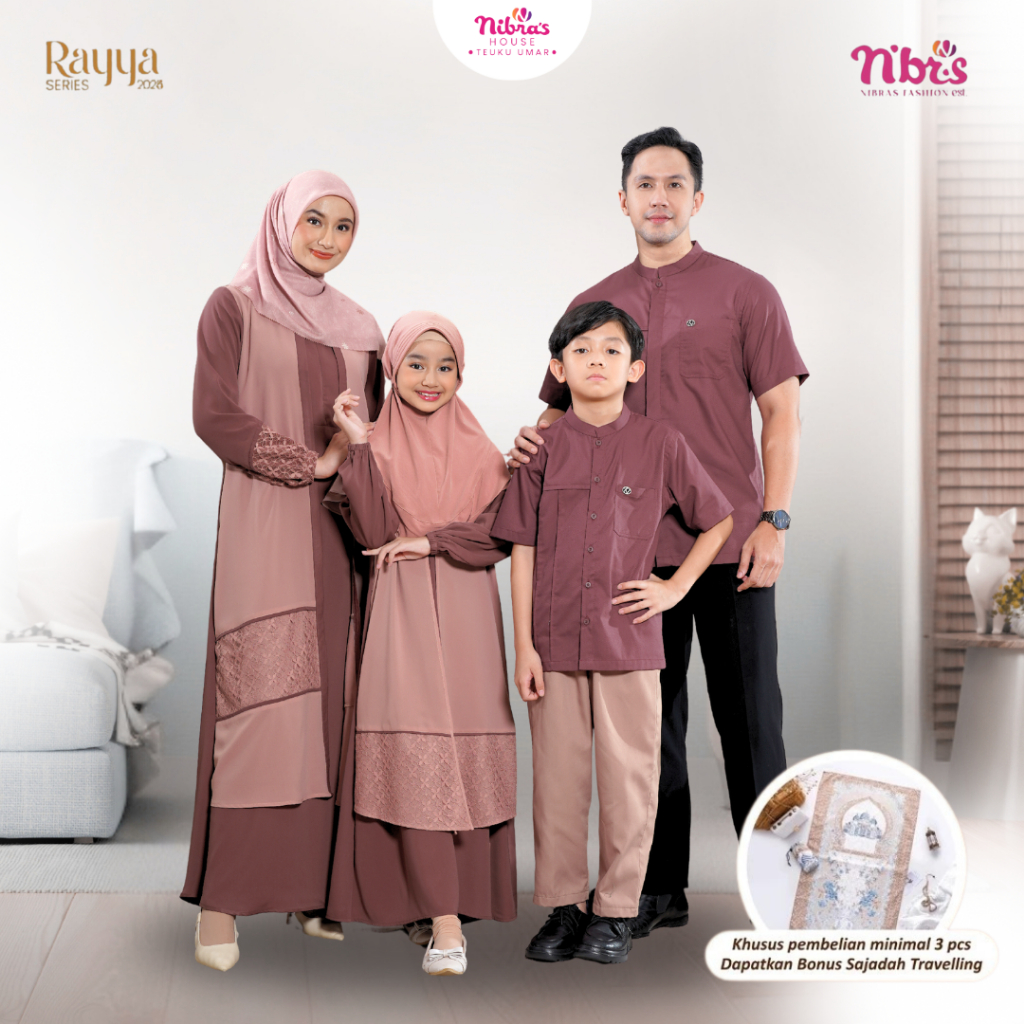 Jual Sarimbit Terbaru Rayya Series Nibras Ivory Rosebrown Bahan Cotton Premium Sarimbit Keluarga ...