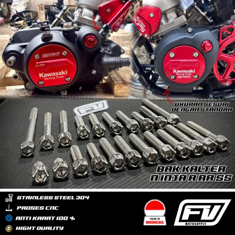 Jual 1 Set Baut Stainless CNC Kalter / Baut Blok Mesin Kanan Kiri Ninja R RR SS Cover Engine ...