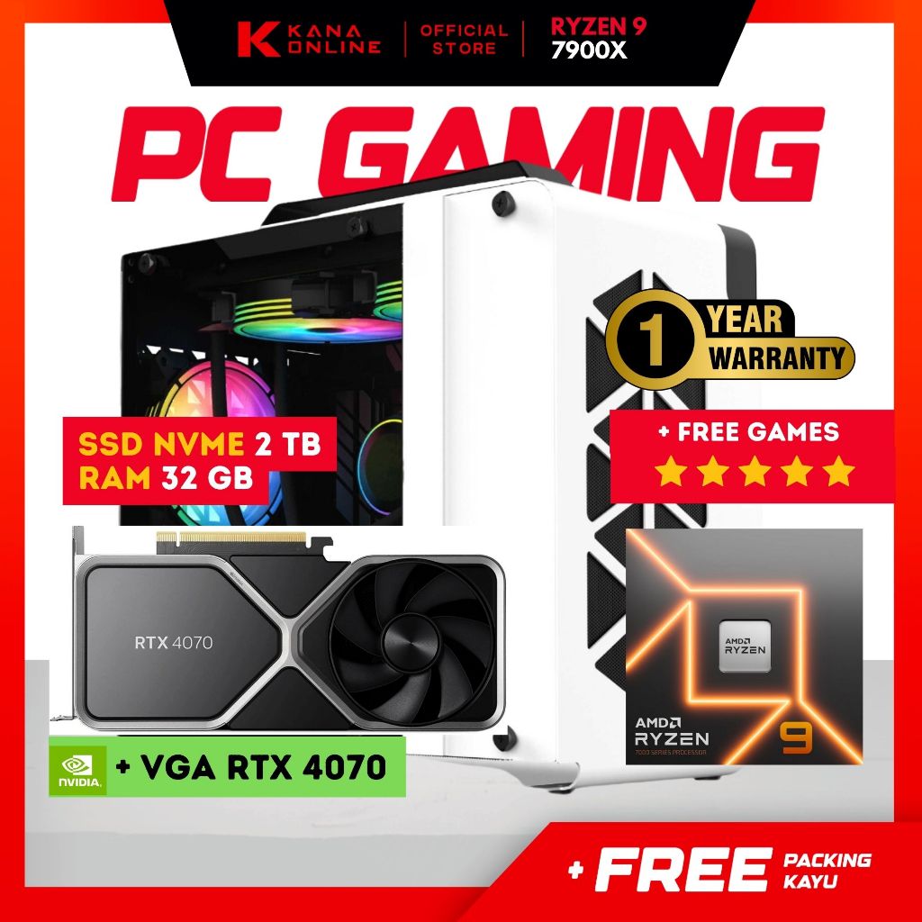Jual PC GAMING AMD RYZEN 9 7900X RAM DDR5 32GB 2TB NVME VGA RTX 5070 ...
