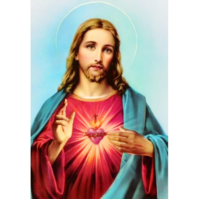 Jual hiasan dinding lukisan cetak gambar Yesus love plus bingkai ...