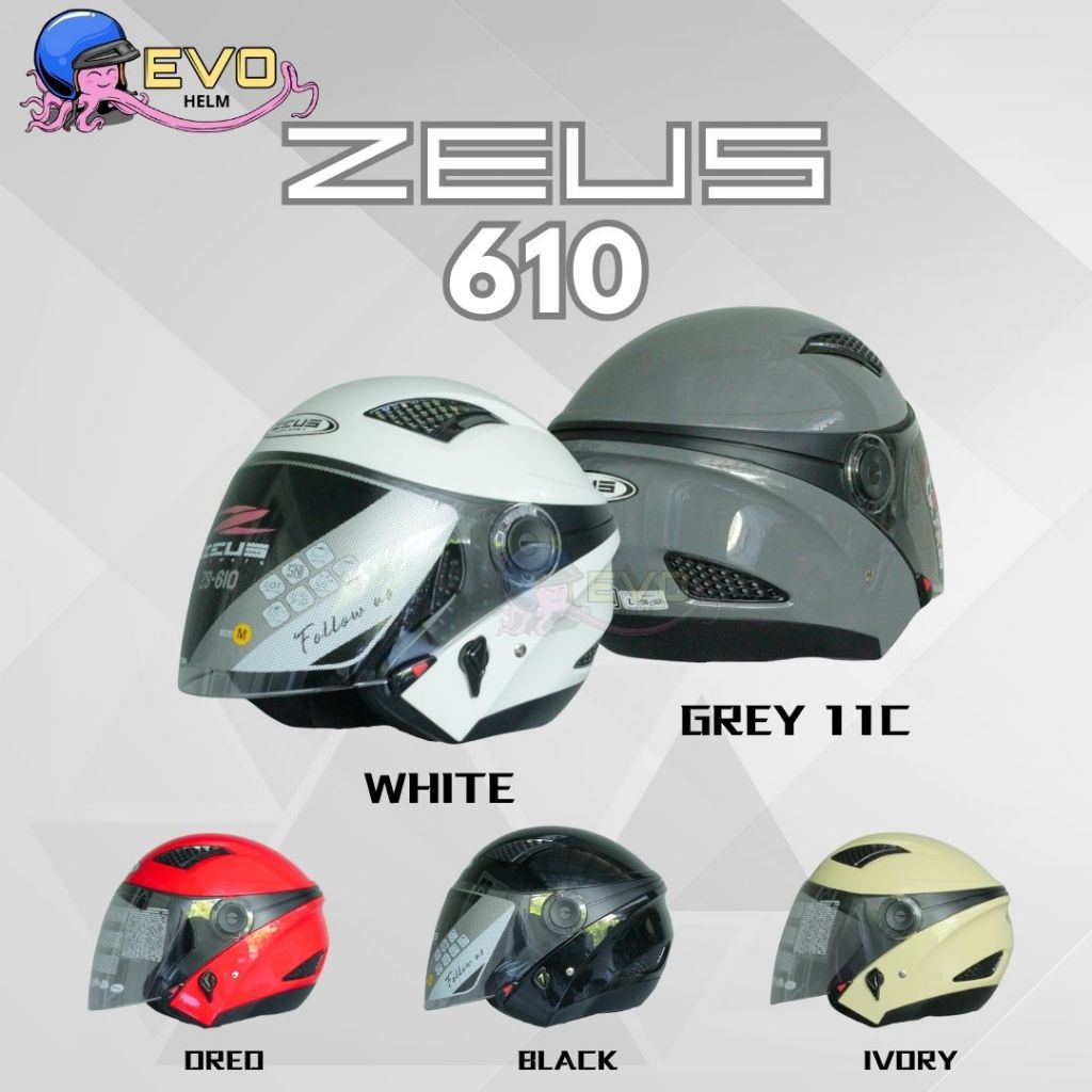 Jual HELM ZEUS ZS 610 SOLID DOUBEL VISOR, ZEUS OFFICIAL SHOP, HELM HALF ...