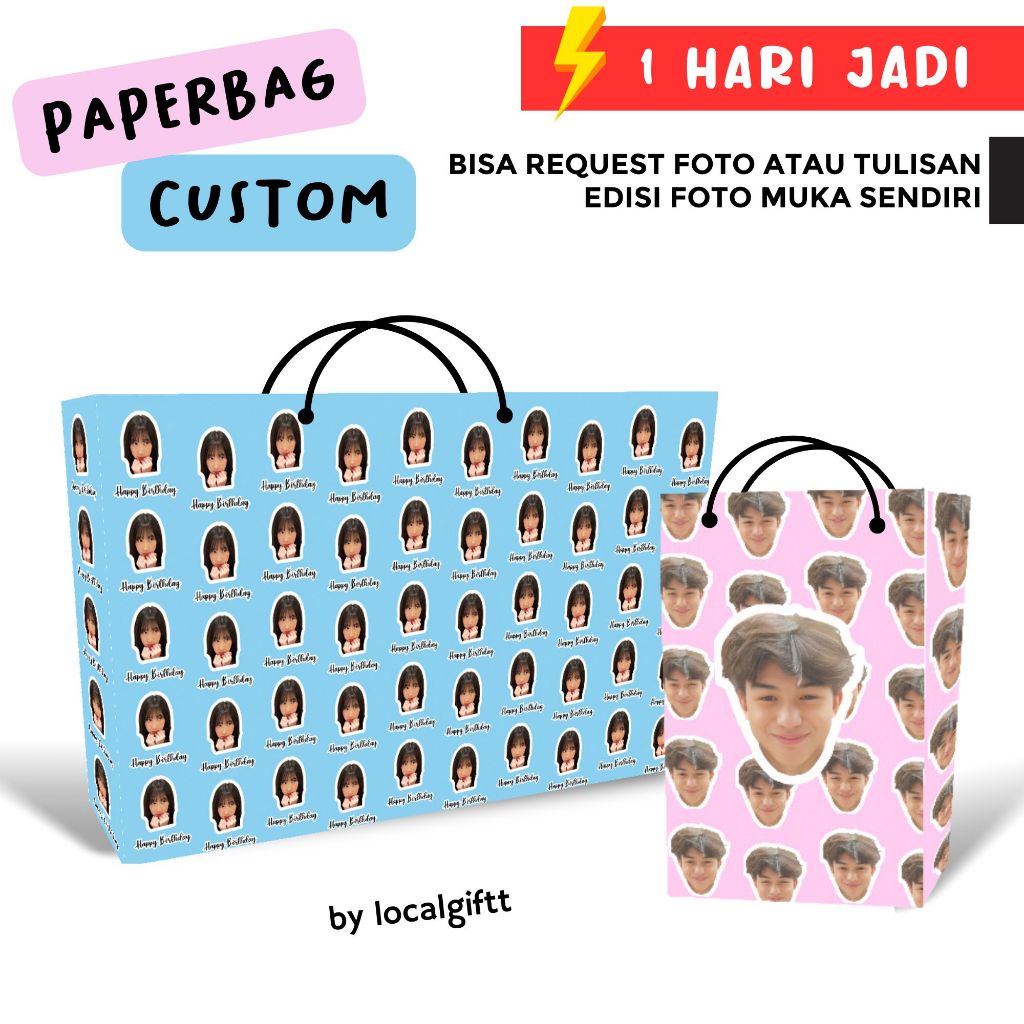 Jual Paperbag Custom Muka | Bisa request foto dan tulisan | Paperbag ...