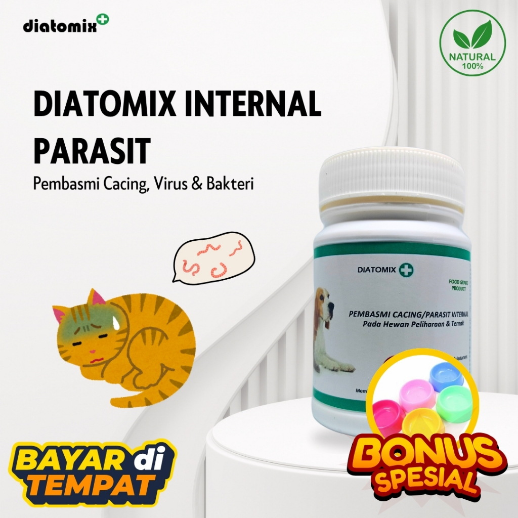 Jual Diatomix (Obat Parasit Internal/ Cacing Pada Kucing, Anjing Food Garde) 100Gr | Shopee ...
