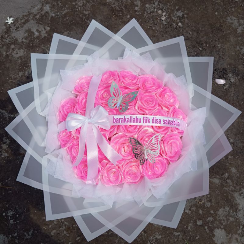 Jual BUKET PITA SATIN 25 TANGKAI/BUKET PITA SATIN VIRAL /BUKET BUNGA ...