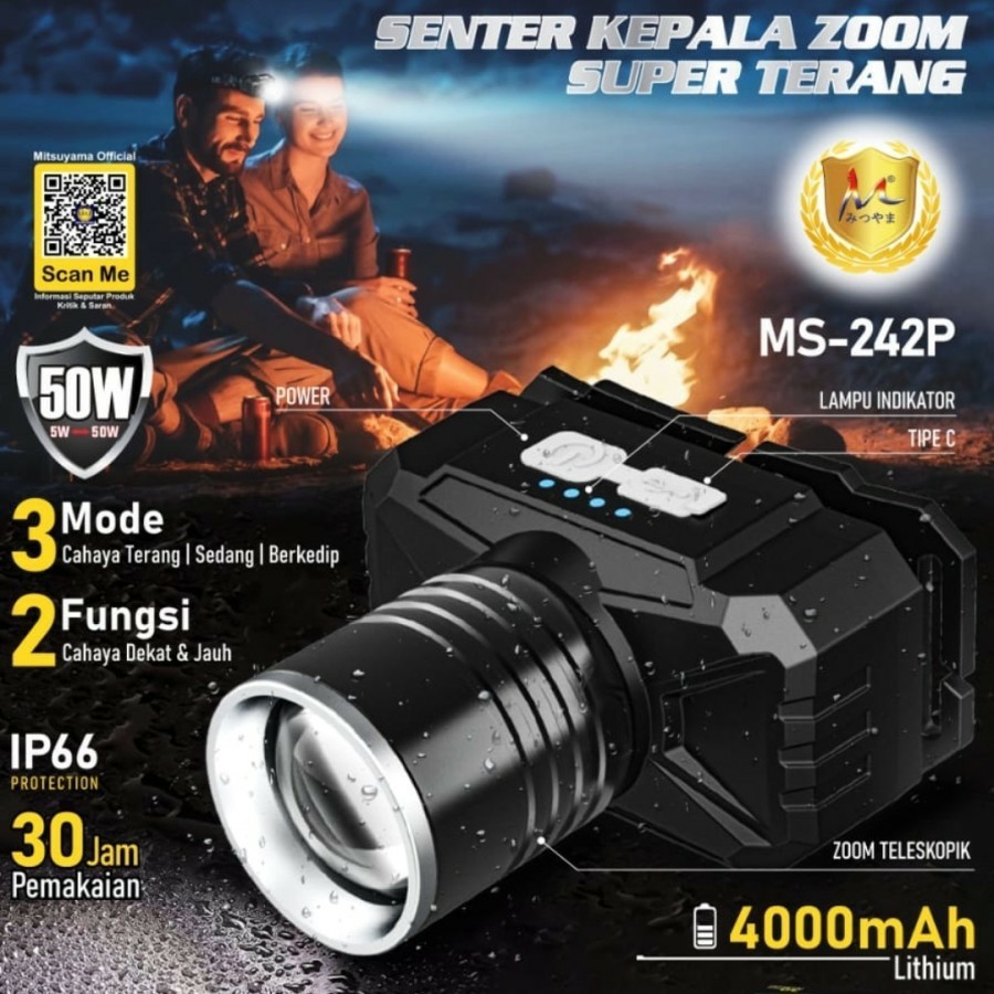 Jual 【COD】Lampu Kepala LED Tahan Air/Headlamp 306 Gerak Zoom Rotating/Super Terang 10000 Lumen ...