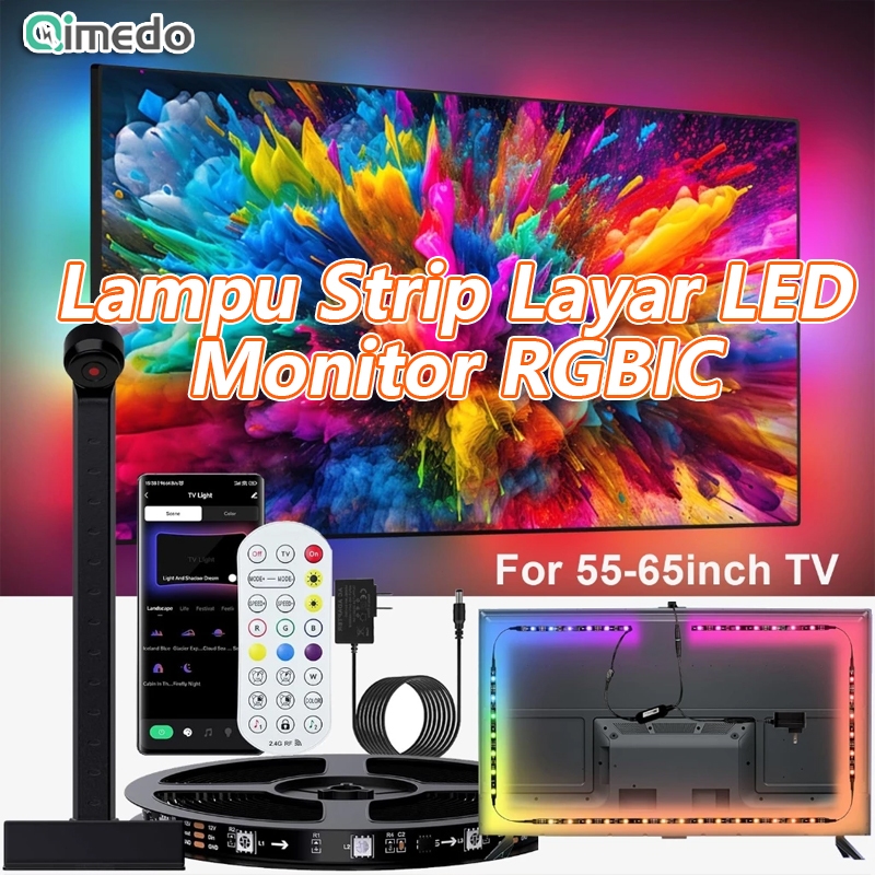 Jual QIMEDO Lampu Strip Layar LED RGB Untuk TV 55-65 Inch RGBID Hanging ...