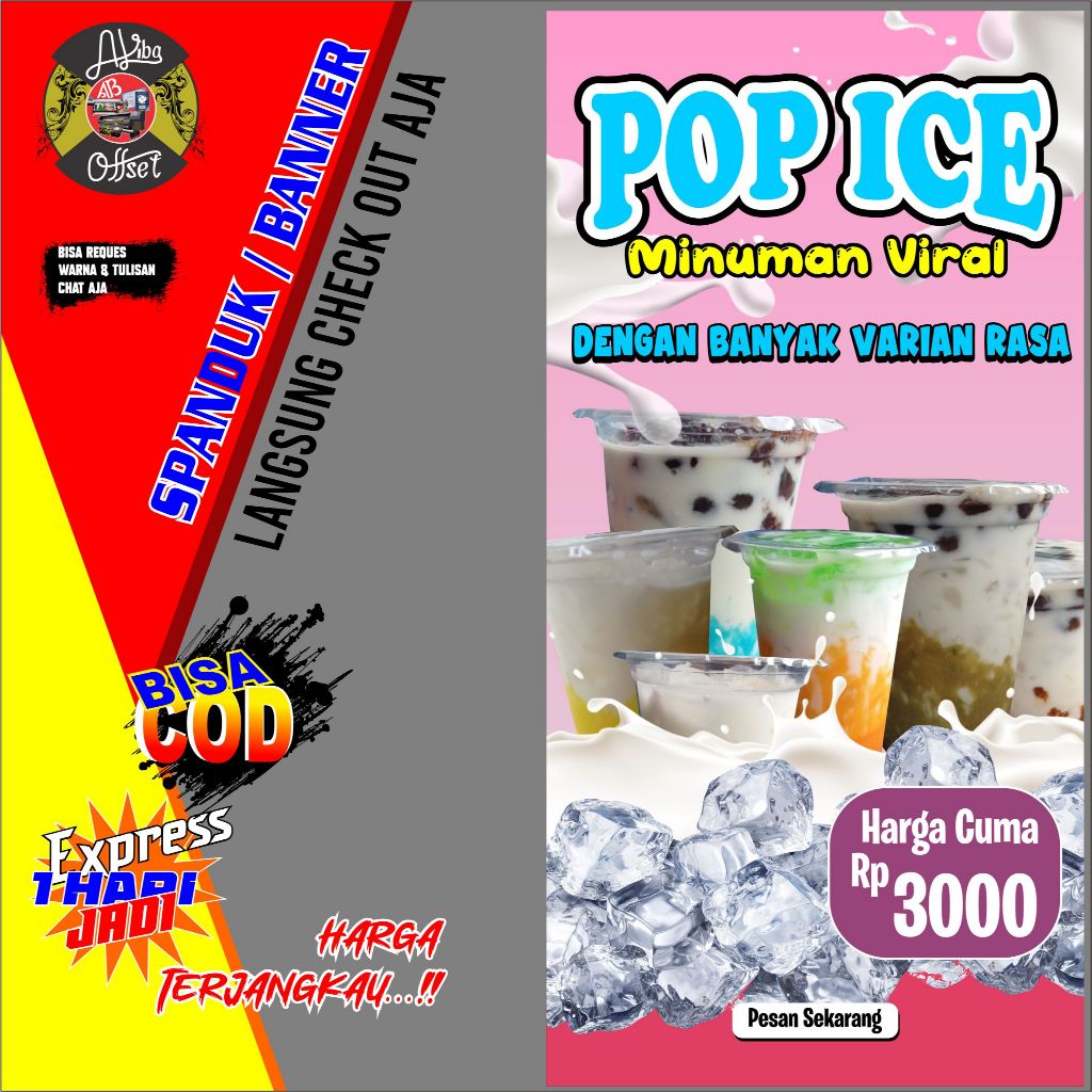 Jual SPANDUK BANNER POP ICE MINUMAN VIRAL | Shopee Indonesia