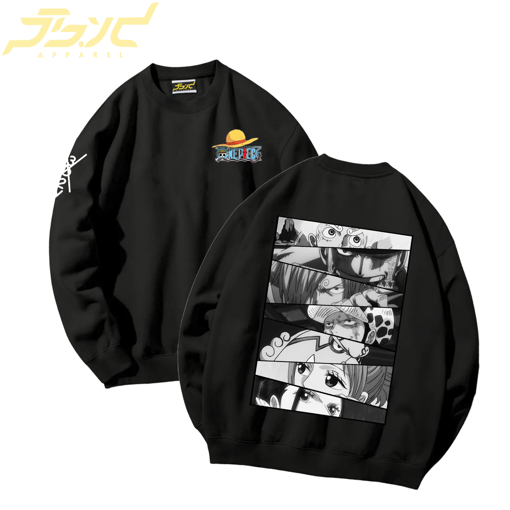 Jual Crewneck Pria Sweater Anime Luffy Gear 5 One piece oversize Hitam ...