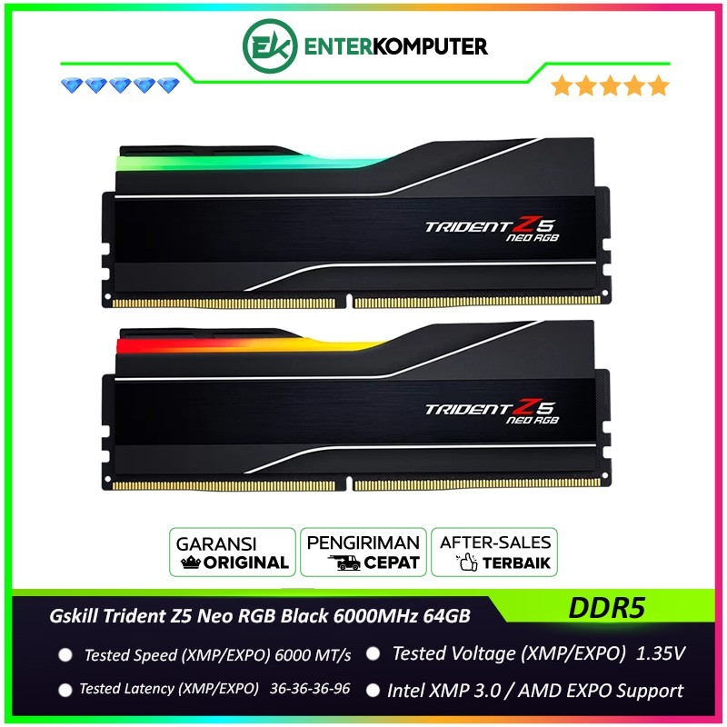 Jual Gskill Trident Z5 Neo RGB Black DDR5 PC48000 6000MHz 64GB (2x32GB ...