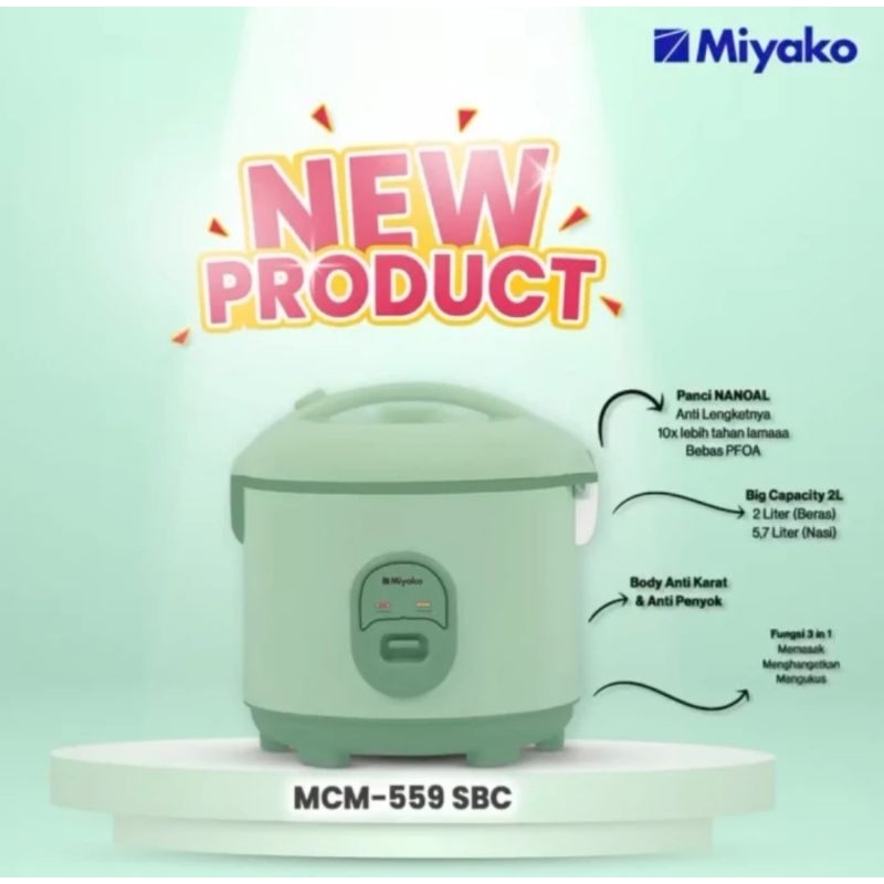 Jual Magic Com MIYAKO MCM 559SBC 2Liter 3in1 Panci Nanoal/Miyako 2Liter ...