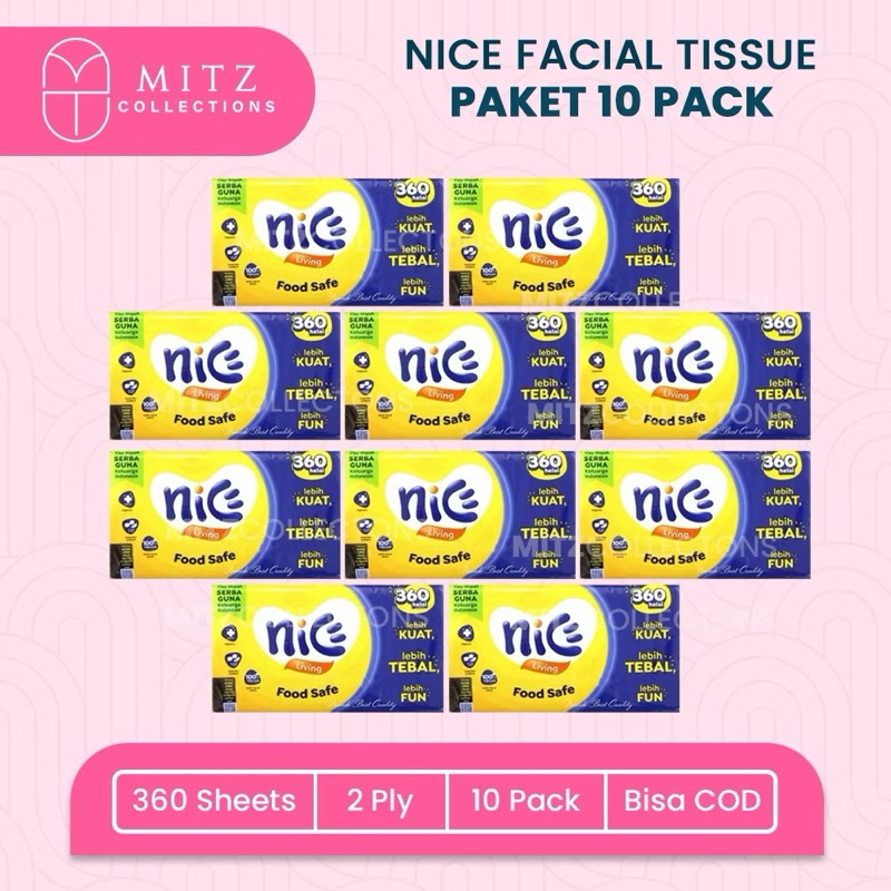 Jual [isi 10] Paket Tisu Nice 180 Sheet Tissue Facial Lembut Promo ...