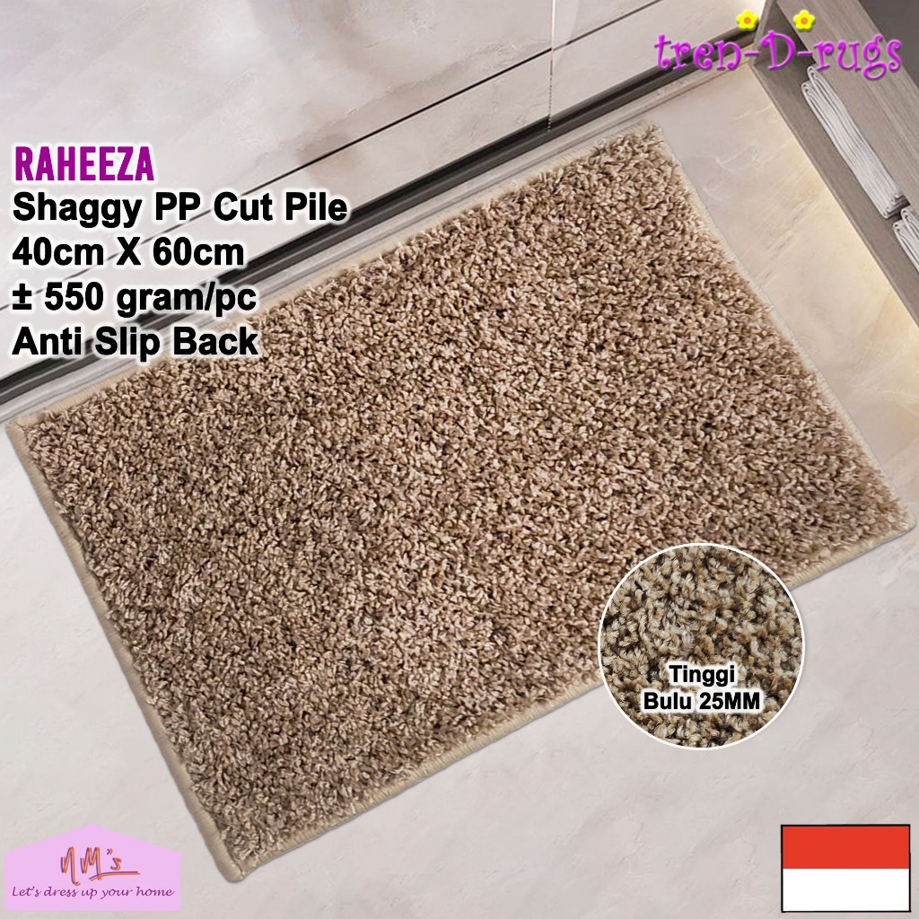 Jual Tren-D-rugs keset kaki shaggy 40 cm x 60 cm anti slip tinggi bulu ...