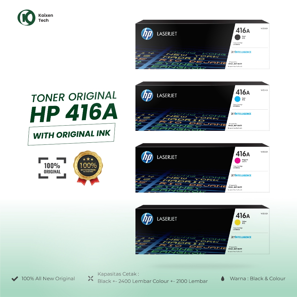 Jual Toner HP Laserjet 416A Original 4 Varian Warna (CMYK) W2040A ...