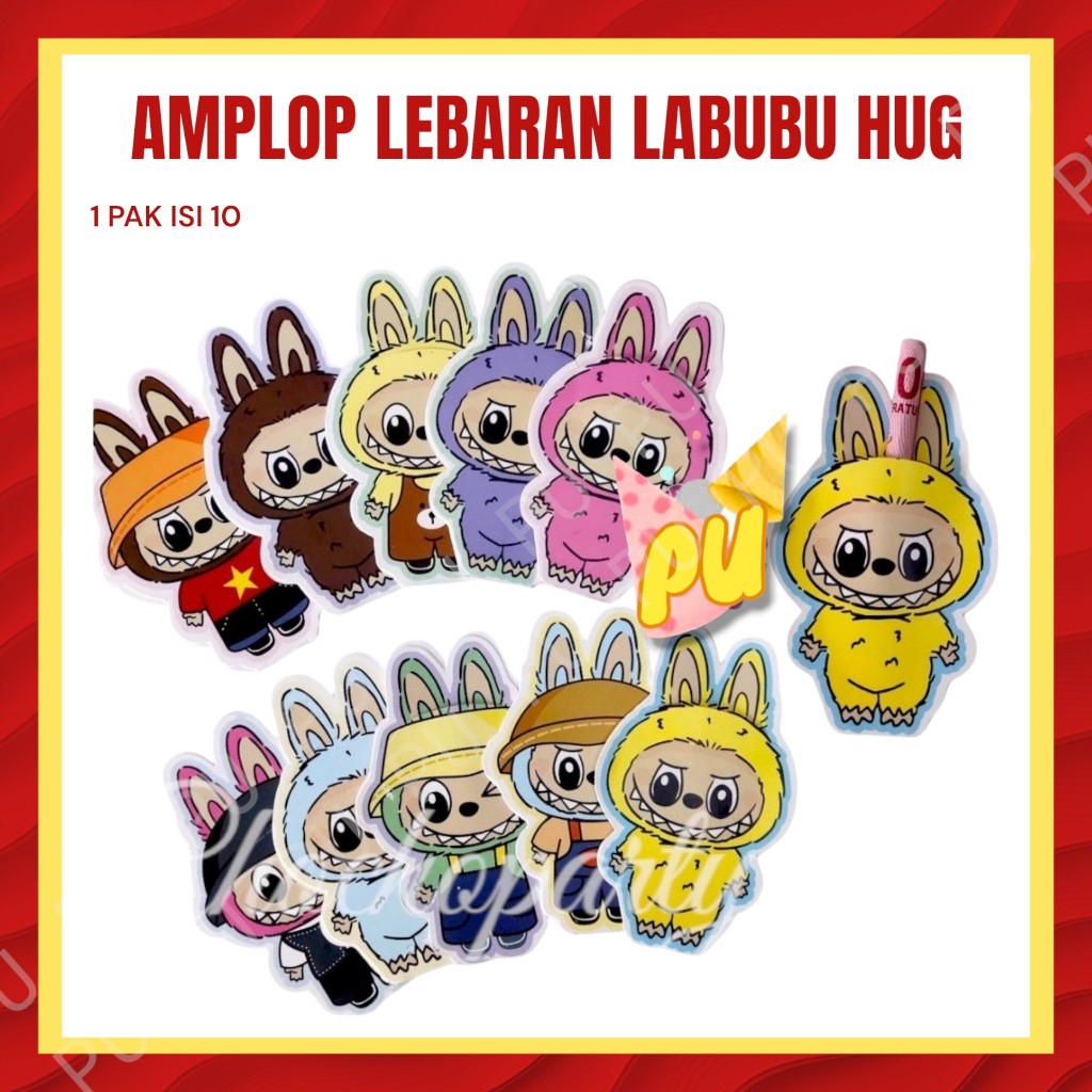 Jual Amplop Lebaran LABUBU HUG Isi 10 / Angpau Idul Fitri Viral ...