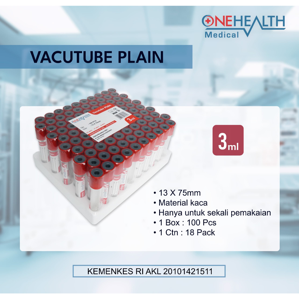 Jual Tabung Darah Vaculab Plain 3ML ONEHEALTH Blood Collection Tube ...