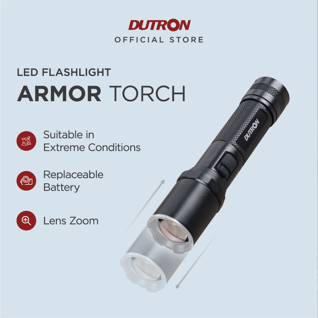 Jual DUTRON Armor Senter LED Alumunium 3 Mode Cahaya 20 Watt - Senter ...