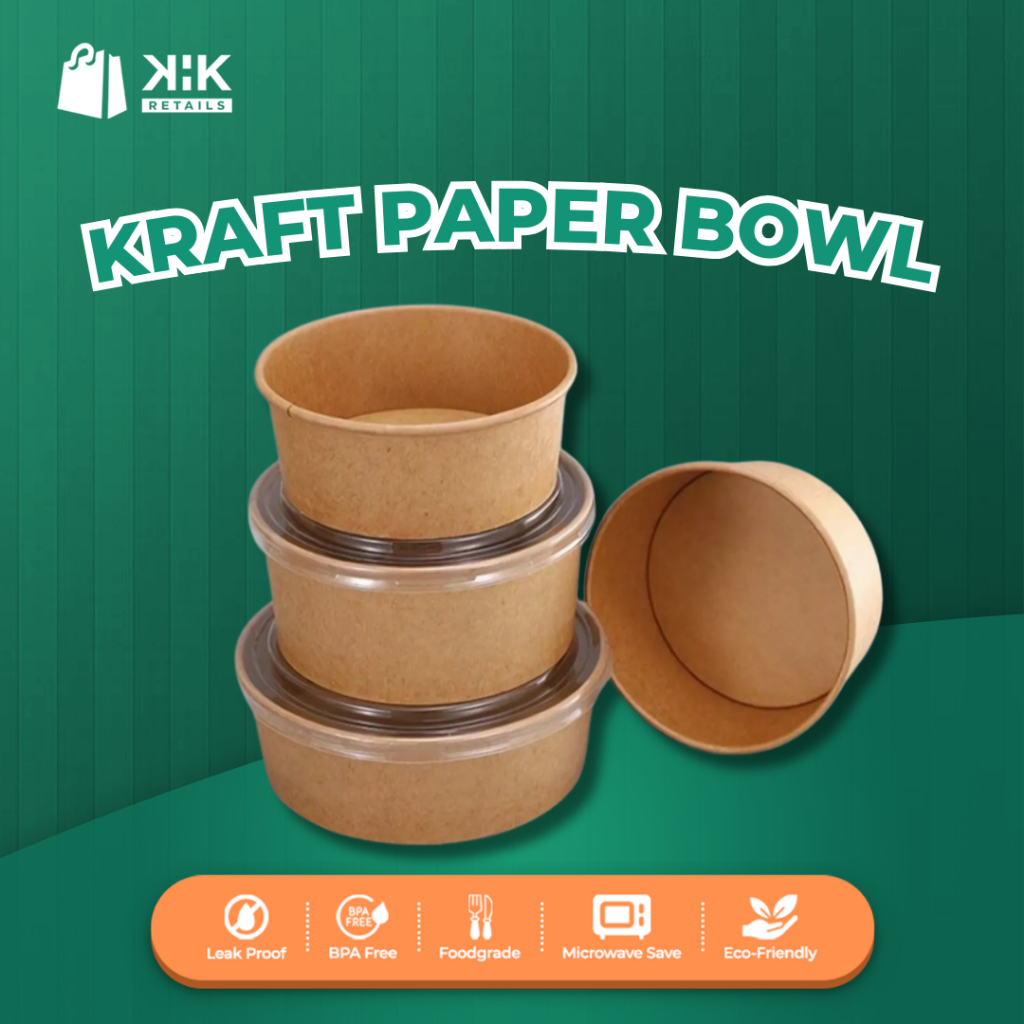 Jual Paper Bowl Kraft Cokelat 360ml/500ml/650ml/800ml (25pcs/Pack ...