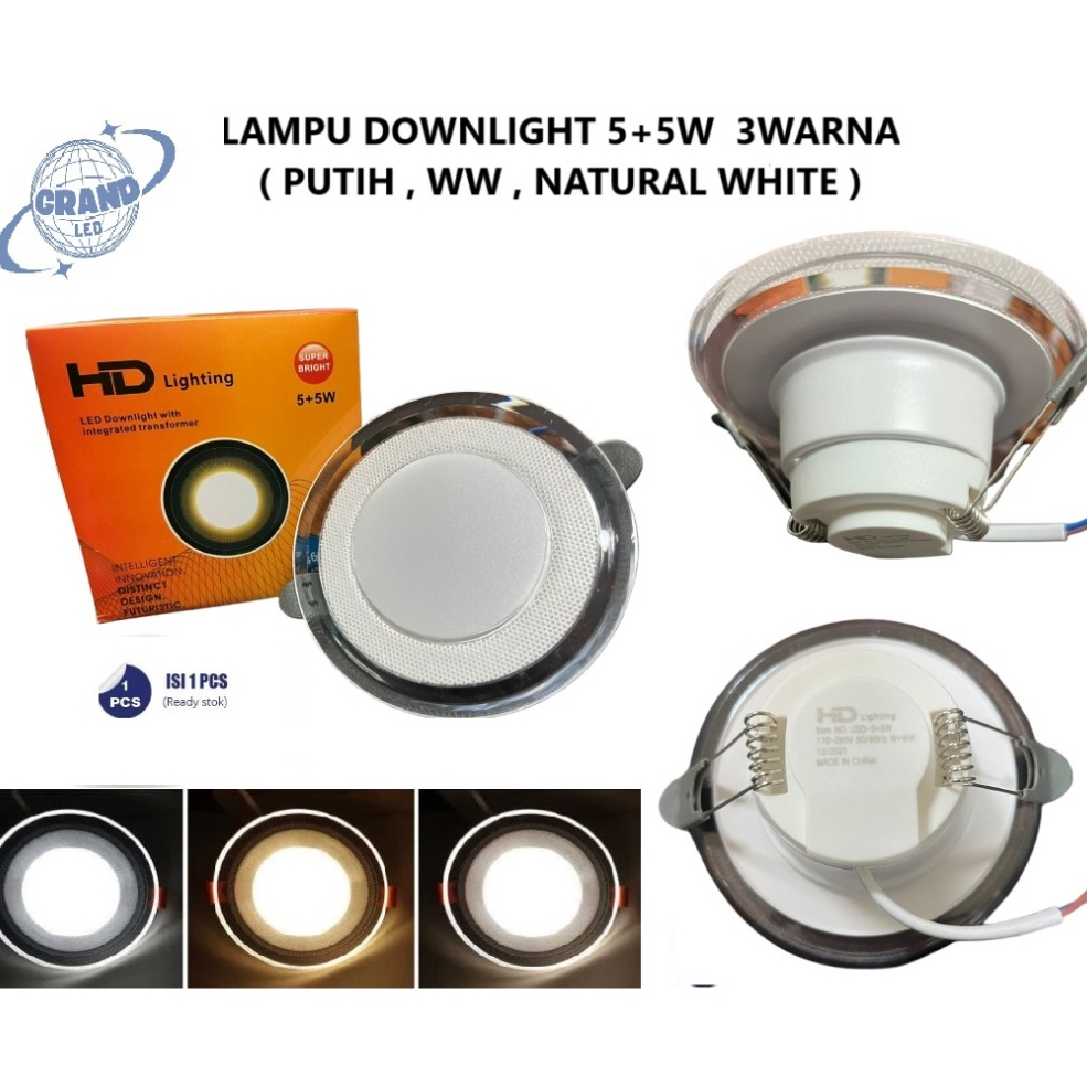 Jual LAMPU DOWNLIGHT 5+5W 3 WARNA // PINGGIR BENING // PANEL LED 3 ...