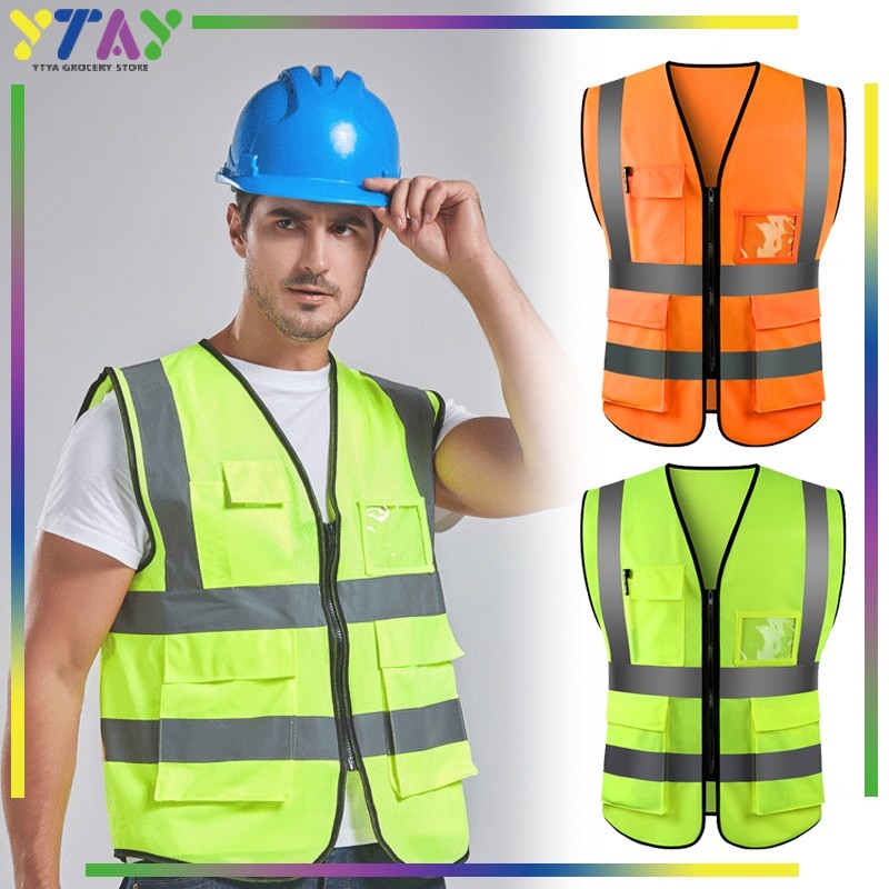 Jual Jaket Rompi Proyek Safety Vest Garis Nyala Warna Terang ...