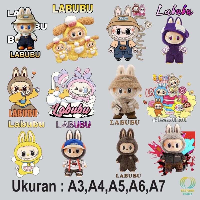 Jual Dtf Stiker Sablon Setrika Gambar Labubu 1 Ukuran A3 A4 A5 A6 A7 ...